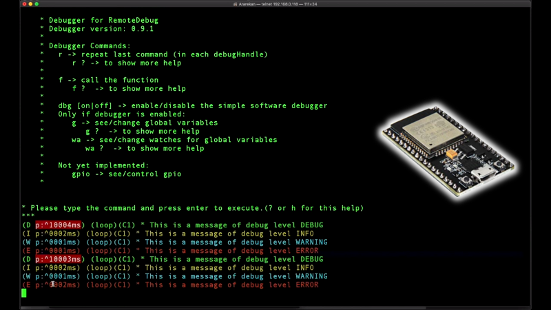 RemoteDebug for ESP Platforms - duino