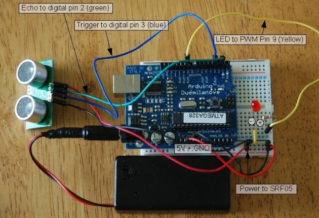 Arduino – Sonic range finder with SRF05