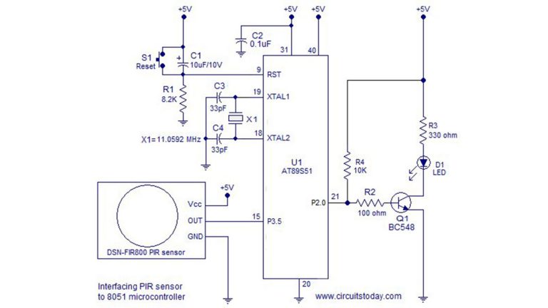 Interfacing PIR sensor to 8051 - duino