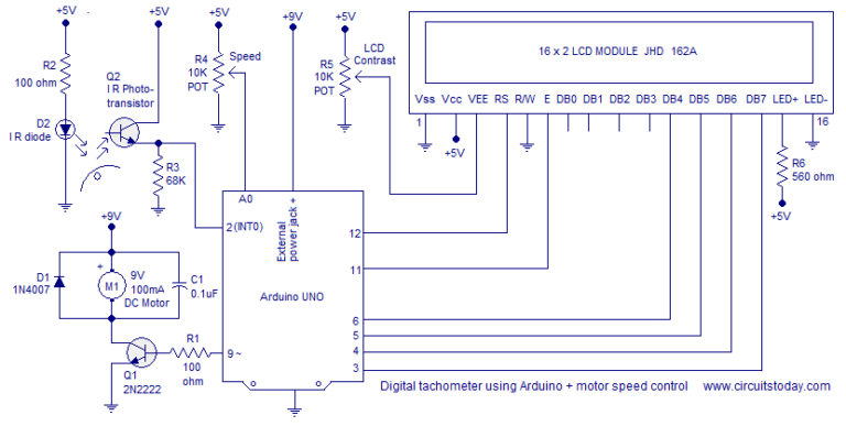 Tachometer using arduino - duino