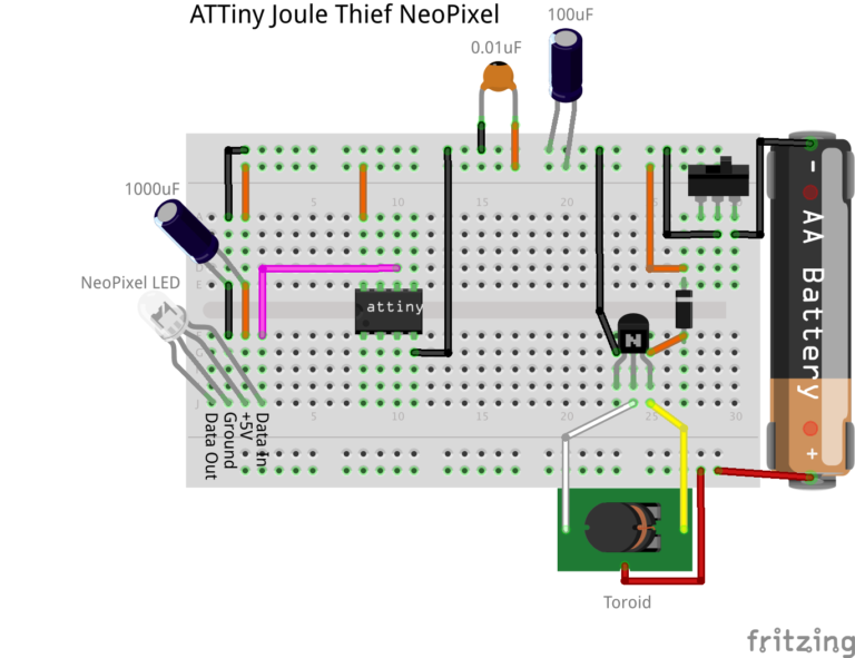 ATTiny Joule Thief NeoPixel: Arduino Magic for Efficient Lighting