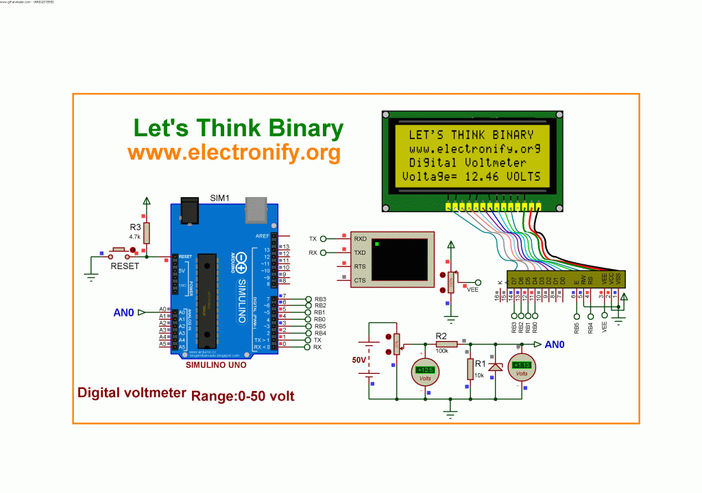 Arduino UNO Digital Voltmeter: 0-50V with SIMULINO UNO