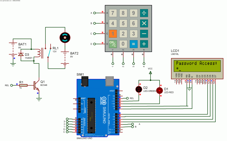 Password Based Door Lock System Using Arduino SIMULINO UNO - duino