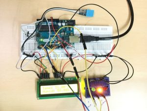 Temp & Humidity Sensor With LCD Disp & LED Indicator - duino