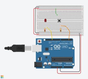 Digital Input With a Pushbutton With Arduino in Tinkercad | Use Arduino ...