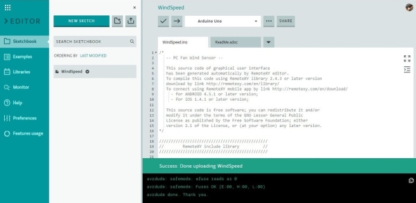 Arduino Bluetooth PC Fan Wind Sensor With RemoteXY - duino