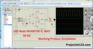 100 Watt INVERTER circuit IC 4047 pinout proteus simulation