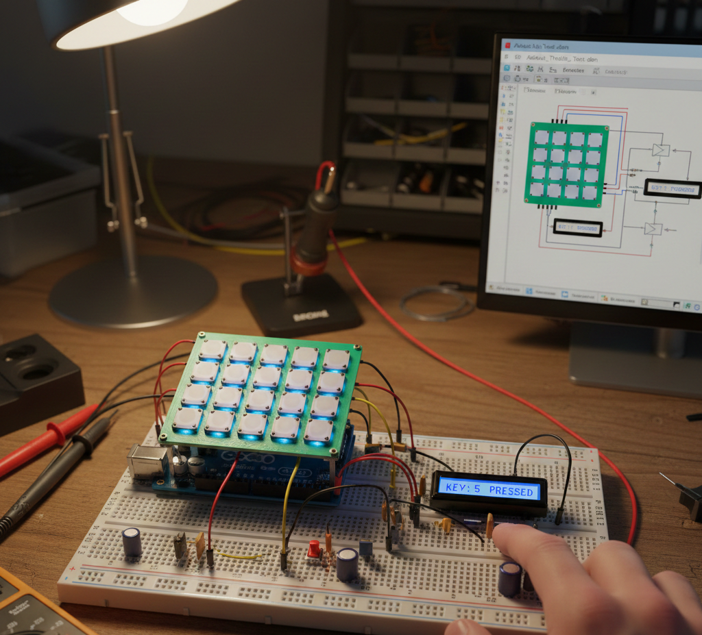 Adafruit Trellis Keyboard Simulation with ATmega328P in Proteus