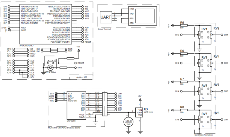 Arduino MCP3208 ADC Proteus Simulation with Arduino Uno